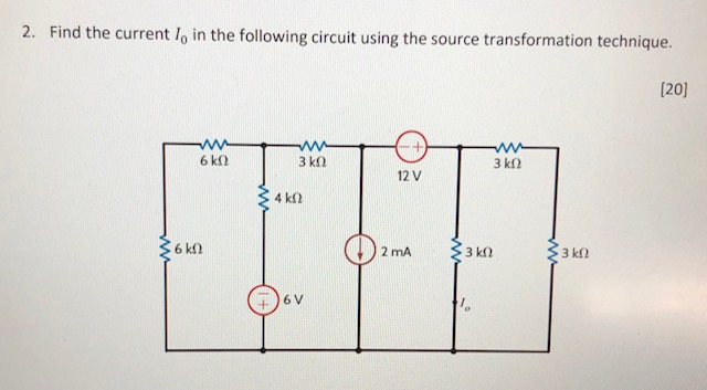 Find the current I0 ﻿in the following circuit using | Chegg.com