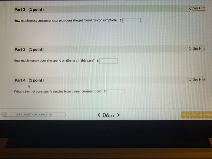 Solved Part 1 2 Points See Hint The Inverse Demand For