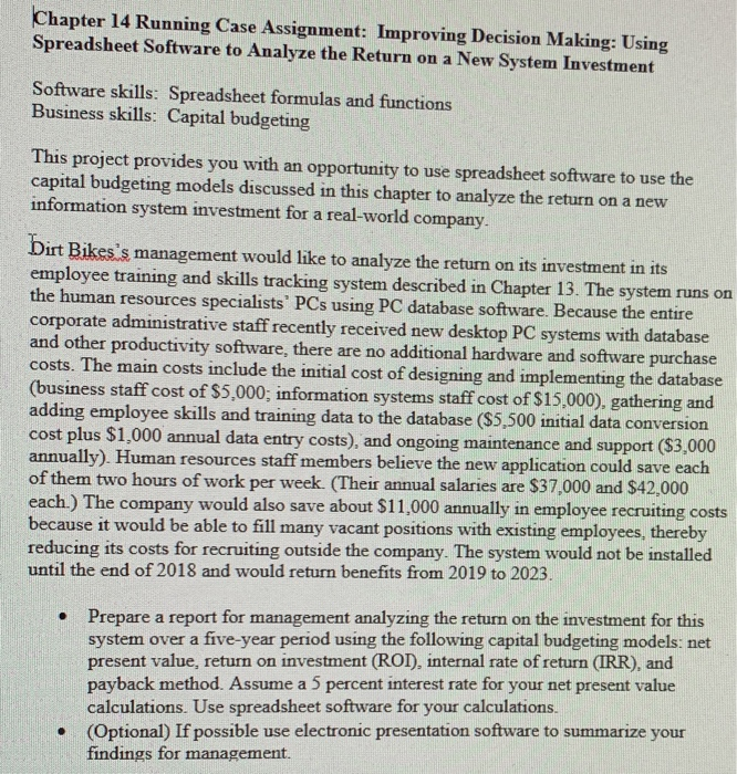 Solved Chapter 14 Running Case Assignment: Improving | Chegg.com