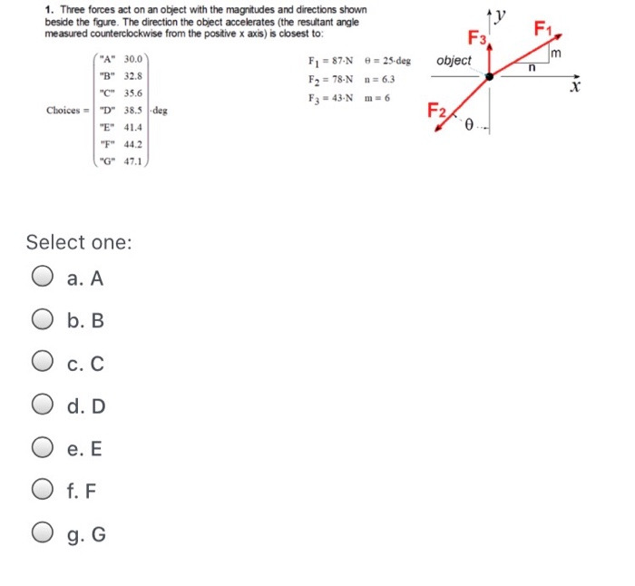 Solved Y F1 F3 Object 1 Three Forces Act On An Object With