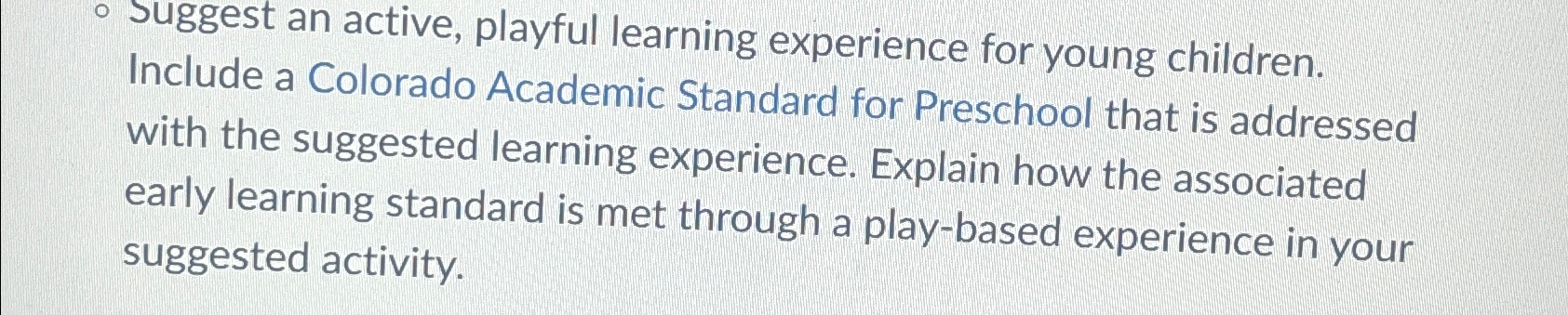 Solved suggest an active, playful learning experience for | Chegg.com