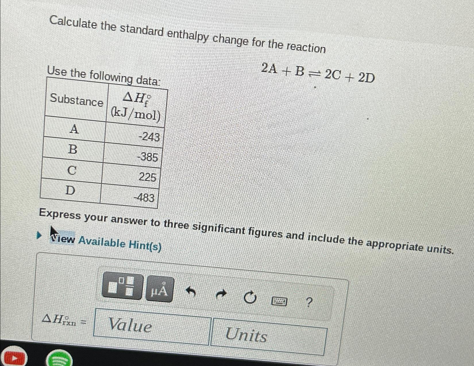 Solved Calculate the standard enthalpy change for the | Chegg.com