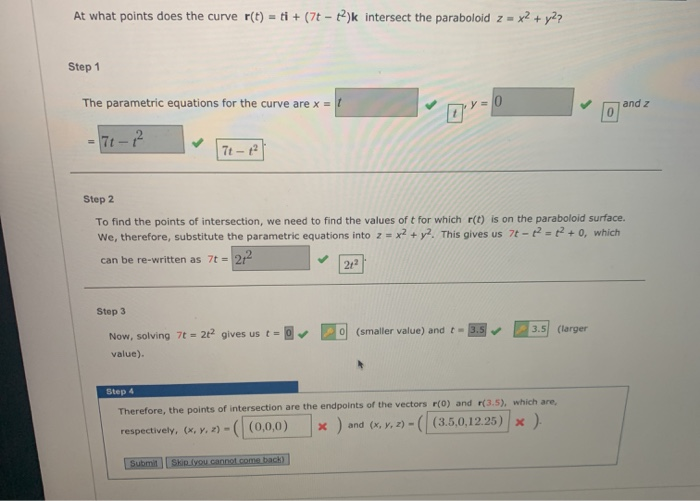 Solved At what points does the curve r(t) = ti + (7t - ) | Chegg.com
