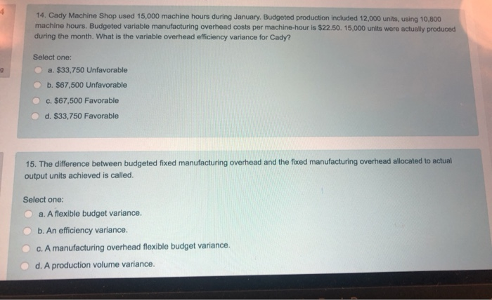 Solved 14. Cady Machine Shop used 15,000 machine hours | Chegg.com