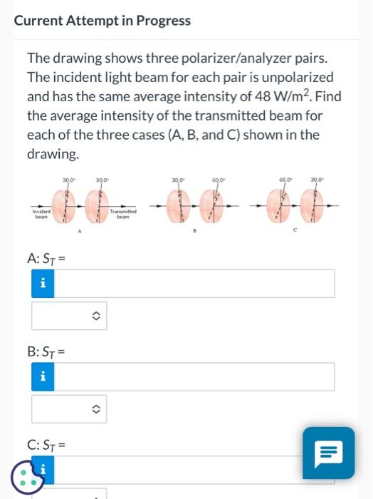 Solved The drawing shows three polarizer/analyzer pairs. The | Chegg.com