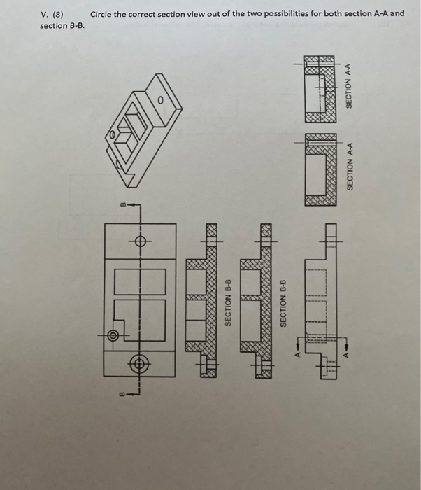 Solved Circle the correct section view out of the two | Chegg.com