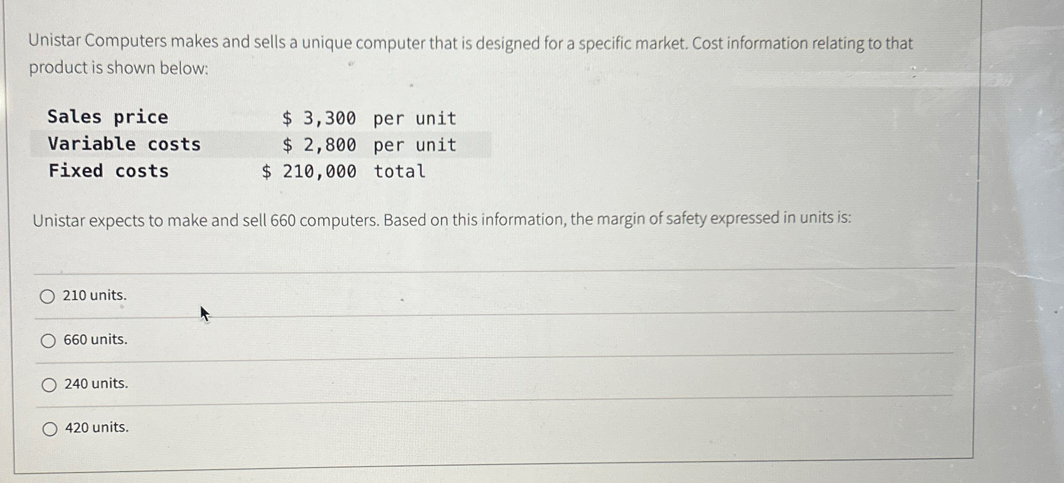 Solved Unistar Computers makes and sells a unique computer | Chegg.com