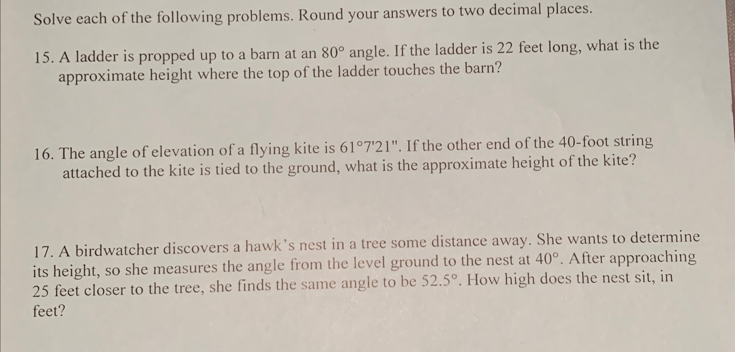 Solved Solve each of the following problems. Round your | Chegg.com
