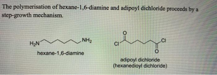 Solved The polymerisation of hexane-1,6-diamine and adipoyl | Chegg.com