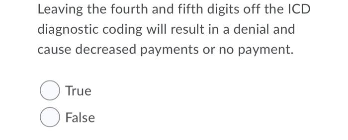 Solved Leaving the fourth and fifth digits off the ICD | Chegg.com