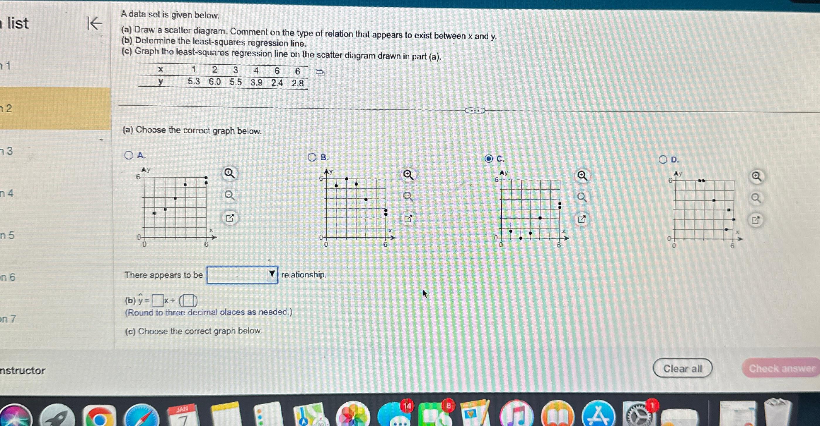 Solved A data set is given below.(a) ﻿Draw a scatter | Chegg.com