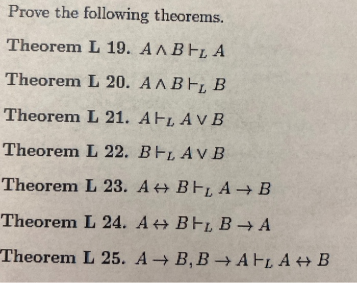 Prove the following theorems. Theorem L 19. AABELA | Chegg.com
