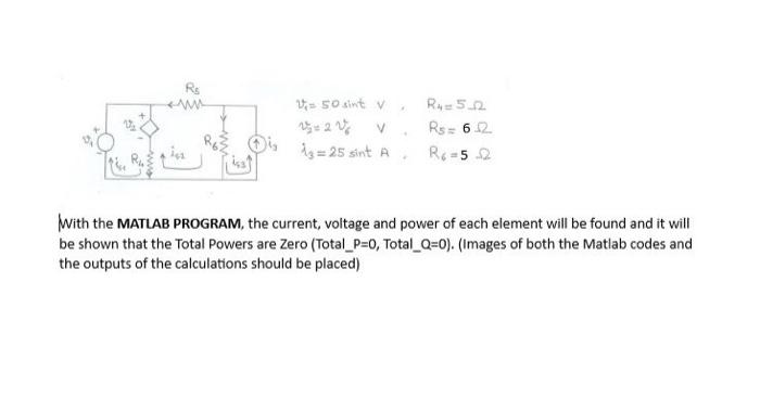 Solved V1=5 V2=6i3=5 With the MATLAB PROGRAM, the current, | Chegg.com