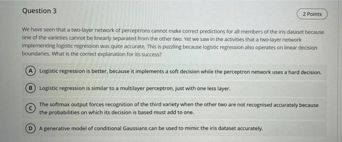 Solved We have seen that a two-layer network of perceptrons | Chegg.com