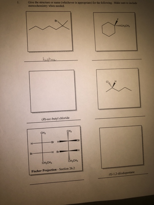 Solved 1. Give the structure or name (whichever is | Chegg.com
