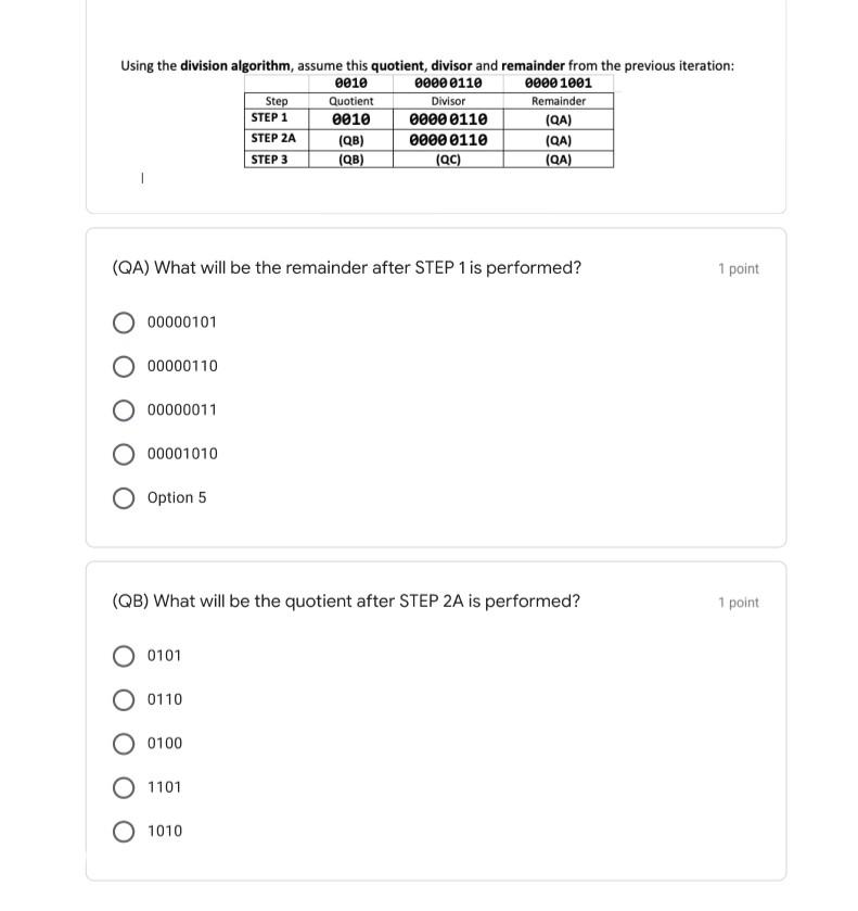 Solved Using the division algorithm, assume this quotient, | Chegg.com