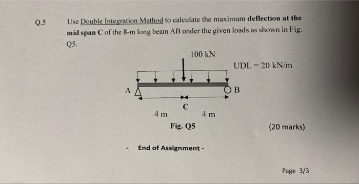 Solved Use Double Integration Method to calculate the | Chegg.com