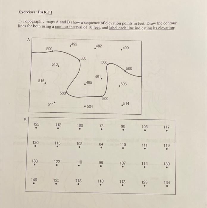 Solved Topographic maps A & B show a sequence od elevation | Chegg.com