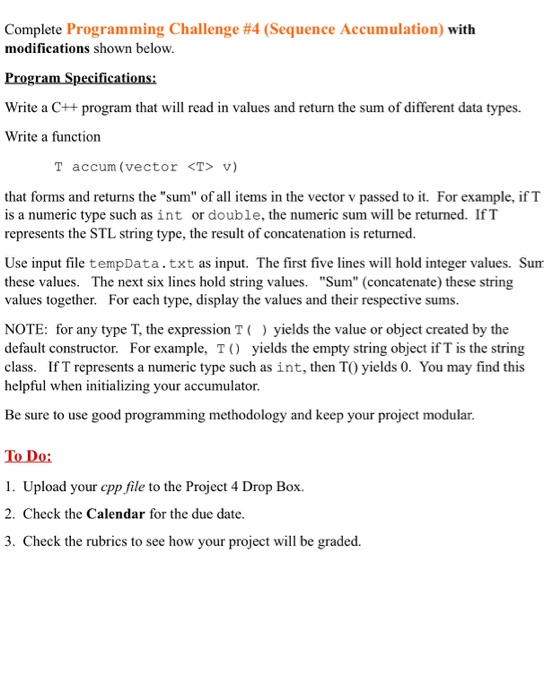 Solved Complete Programming Challenge #4 (Sequence | Chegg.com