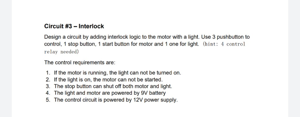 Circuit #3 - Interlock Design a circuit by adding | Chegg.com