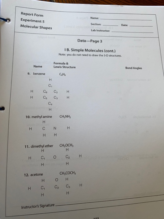 Solved Name: Report Form Experiment 5 Molecular Shapes | Chegg.com Solved Name: Report Form Experiment 5 Molecular Shapes | Chegg.com