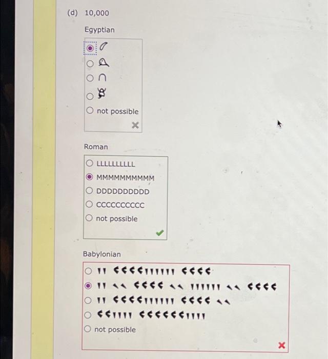 Solved (d) 10,000 Egyptian Babylonian