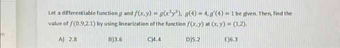 Solved Let a differentiable function g and | Chegg.com