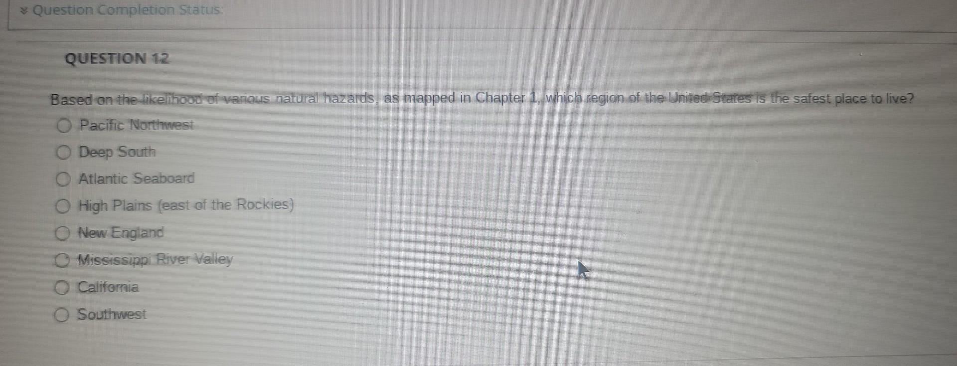 Solved Based on the likelihood of various natural hazards, | Chegg.com