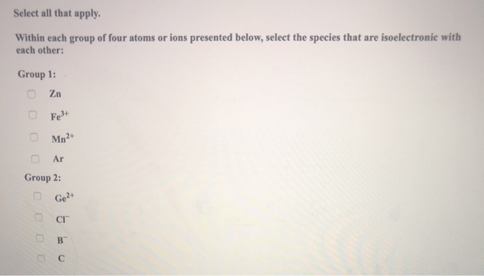 Solved Select all that apply. Within each group of four | Chegg.com