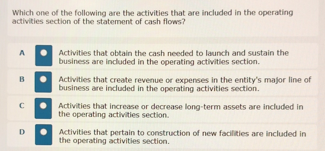 Solved Which one of the following are the activities that | Chegg.com