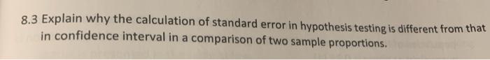 Solved Exercise Questions 8.1 What are the assumptions for | Chegg.com