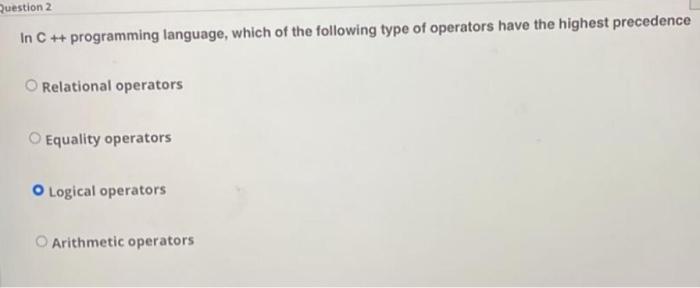 Solved In C++ programming language, which of the following | Chegg.com
