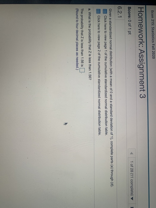 Solved Econ 215: Statistics Fall 2020 Homework: Assignment 3 | Chegg.com