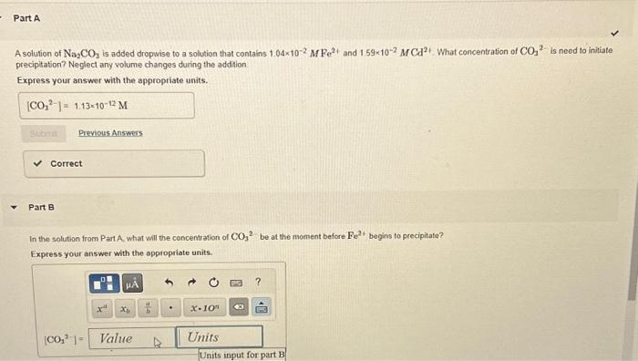 Solved A solution of Na2CO3 is added dropwise to a solution | Chegg.com