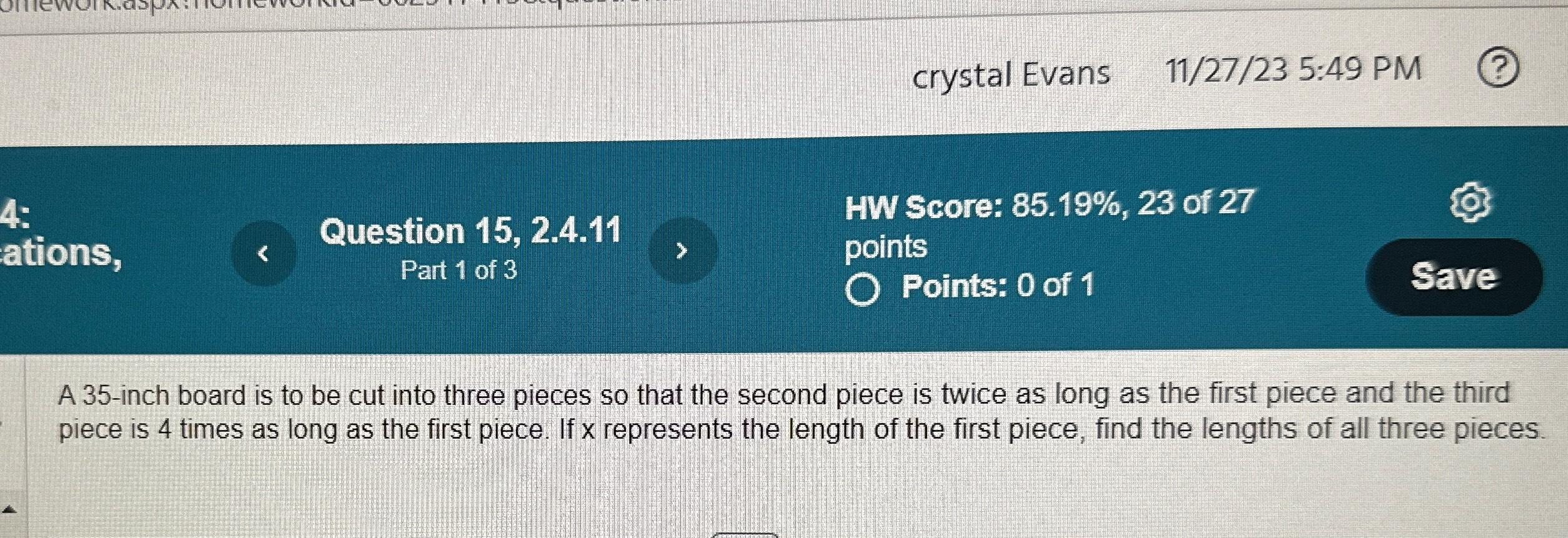 Solved crystal Evans\\n(11)/(27)/23 5:49 PM\\n(?)\\n4: | Chegg.com