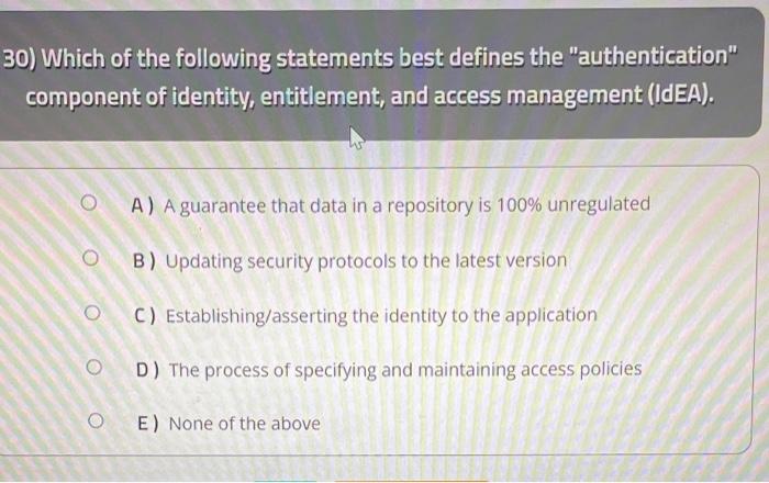 Solved 30) Which of the following statements best defines | Chegg.com