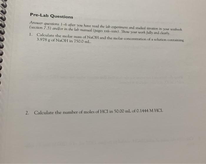 Solved Pre-Lab Questions Answer questions 1-6 after you have | Chegg.com