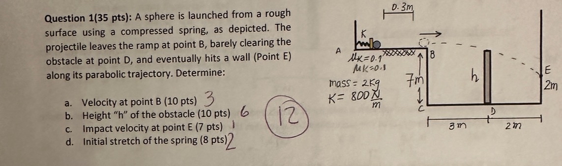 Solved Question 1(35 ﻿pts): A sphere is launched from a | Chegg.com