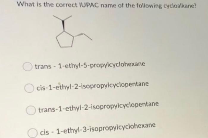 Solved What is the correct IUPAC name of the following | Chegg.com