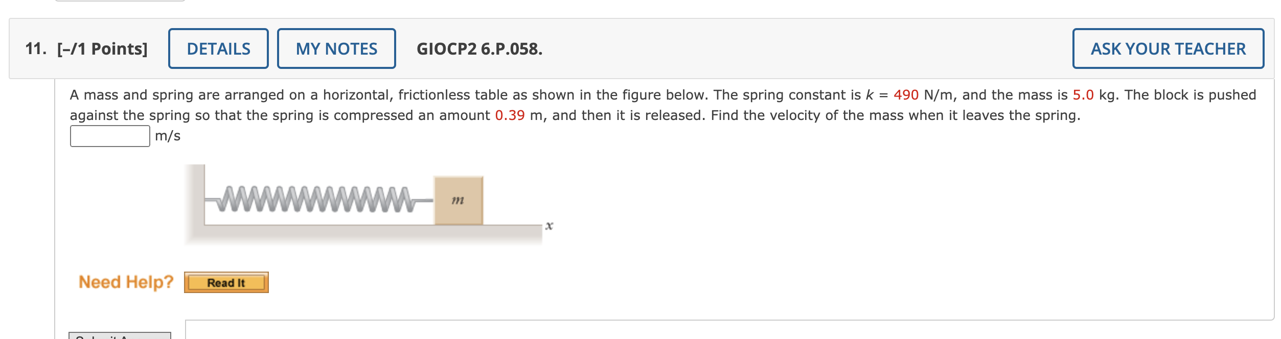 Solved A mass and spring are arranged on a horizontal, | Chegg.com