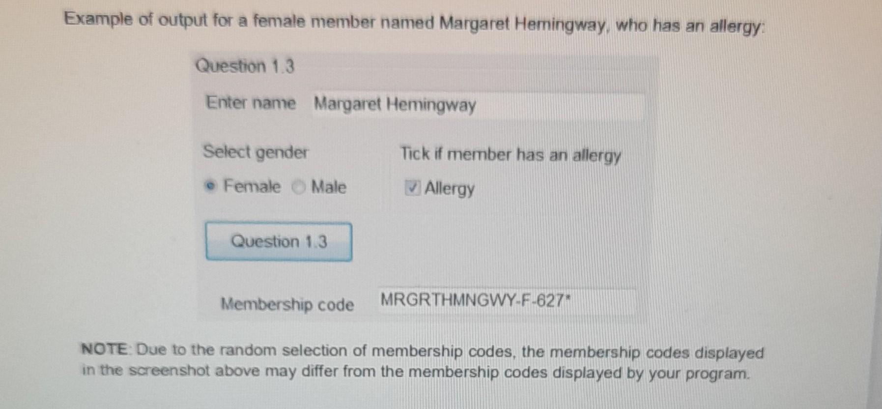 Solved A membership code must be compiled for each person | Chegg.com