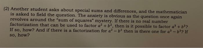 Solved (2) Another student asks about special sums and | Chegg.com