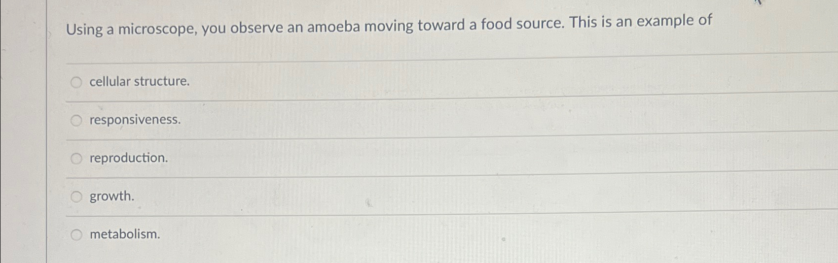 Solved Using a microscope, you observe an amoeba moving | Chegg.com