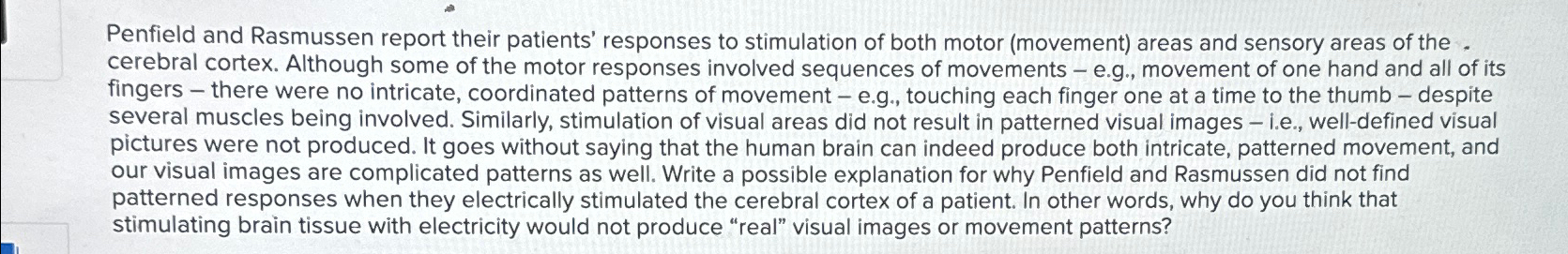 Solved Penfield and Rasmussen report their patients' | Chegg.com
