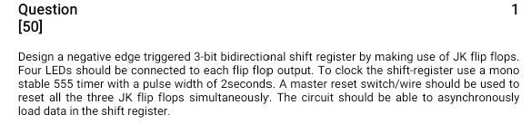 Solved Design a negative edge triggered 3-bit bidirectional | Chegg.com