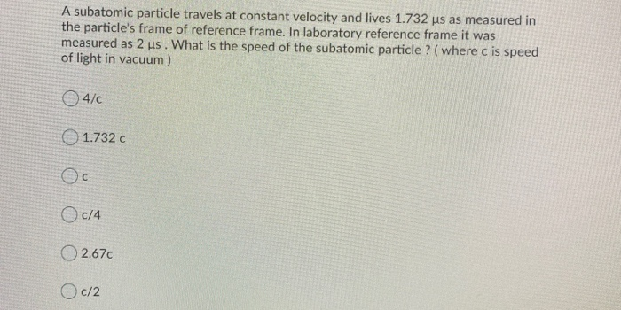 Solved A subatomic particle travels at constant velocity and | Chegg.com
