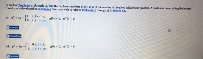 Solved In each of Problems 17 through 19, find the Laplace | Chegg.com
