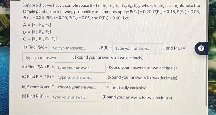 Solved Suppose that we have a sample space | Chegg.com