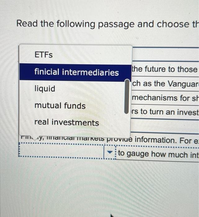 Solved Read the following passage and choose the appropriate | Chegg.com