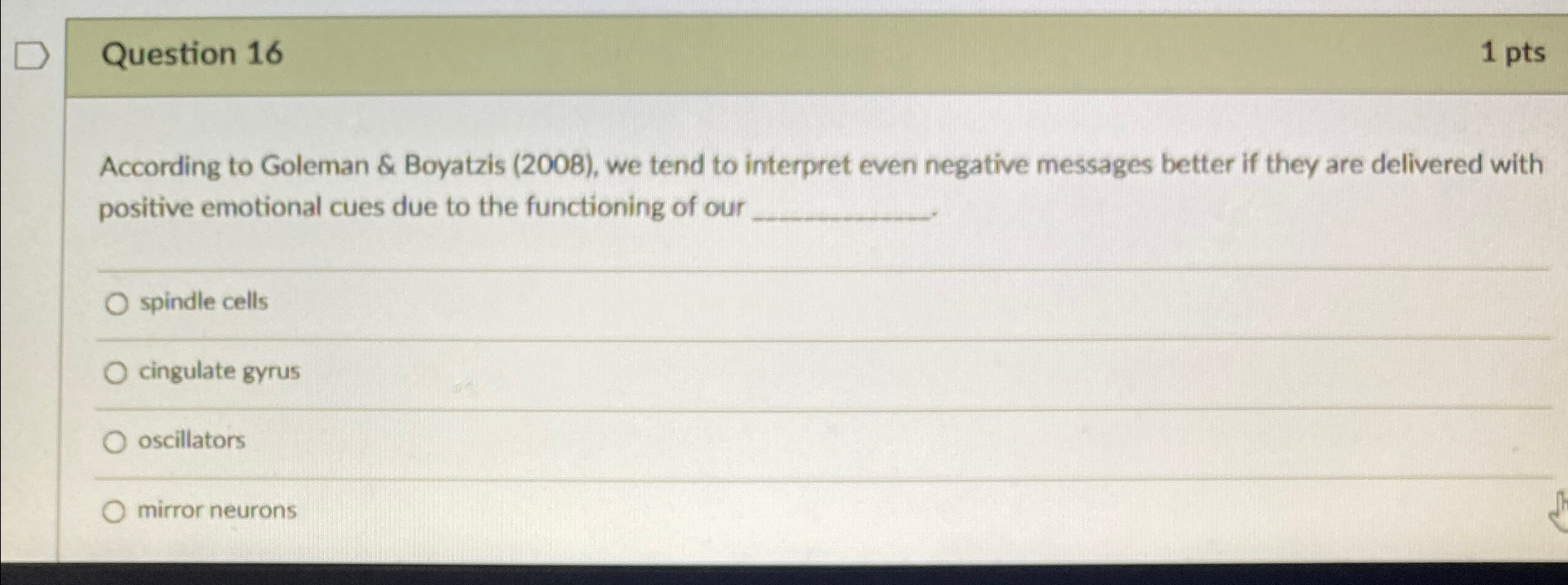 Solved Question 161 ﻿ptsAccording to Goleman & Boyatzis | Chegg.com